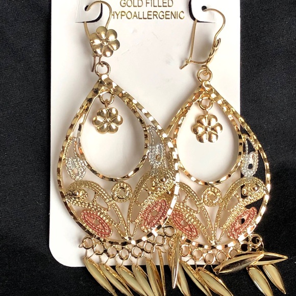 Jewelry | New Gold Filled Earring Flower Tear Drop Dream Catcher Tri ...